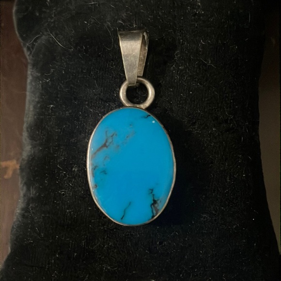 Jewelry | Vintage Sterling Turquoise Stone Oval Pendant | Poshmark
